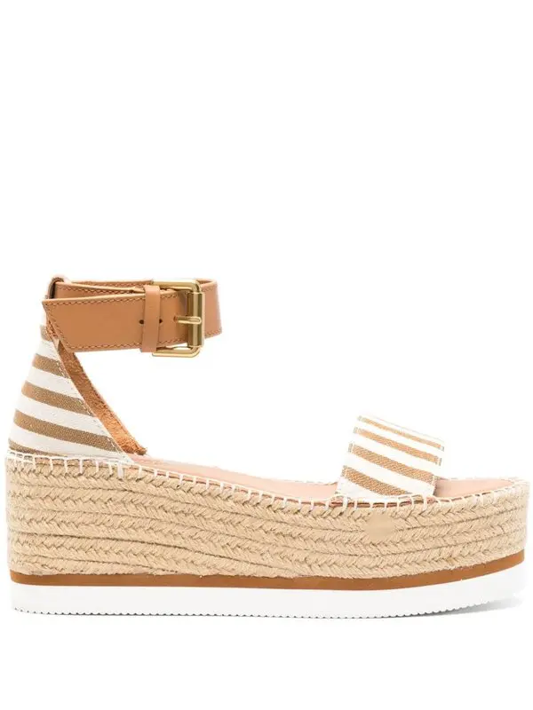 See By Chloé Striped Platform Espadrilles - Neutrals