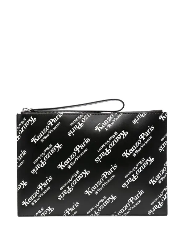 Kenzo Kenzogram Print Leather Clutch