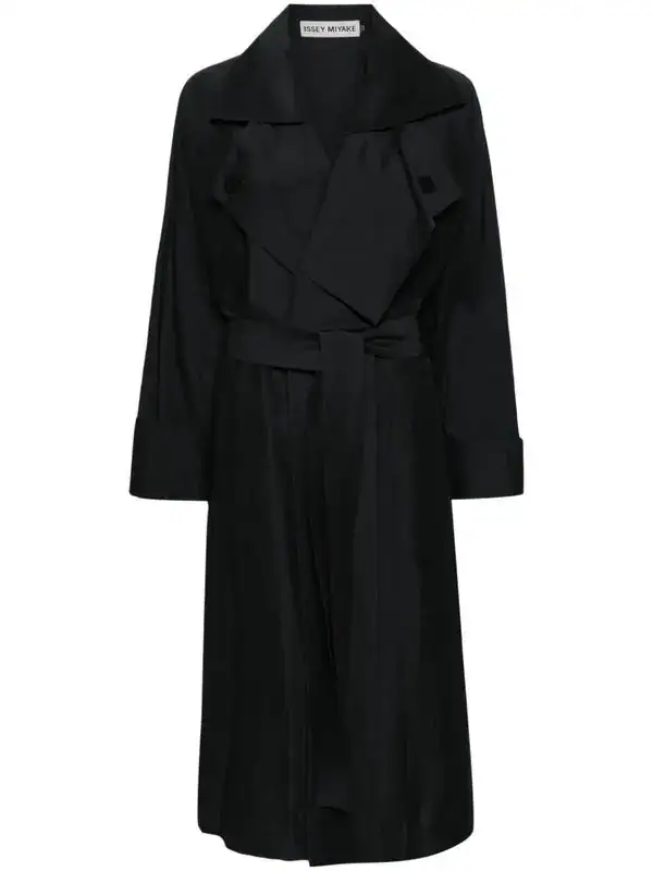 Issey Miyake Shaped Membrane Belted Maxi Coat - Black | Editorialist