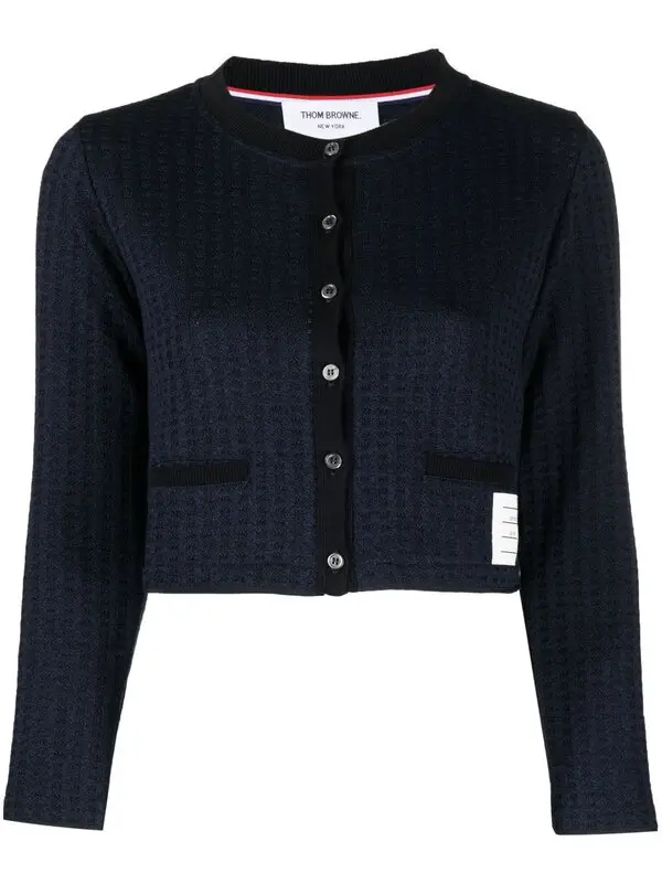 Thom Browne Checkered Jacquard Cropped Cardigan