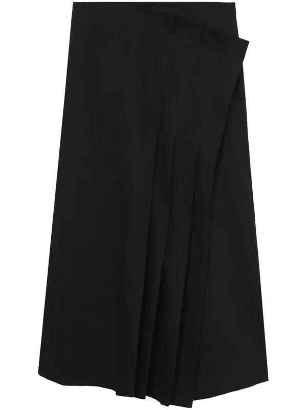 Y’s Asymmetric Poplin Midi Skirt