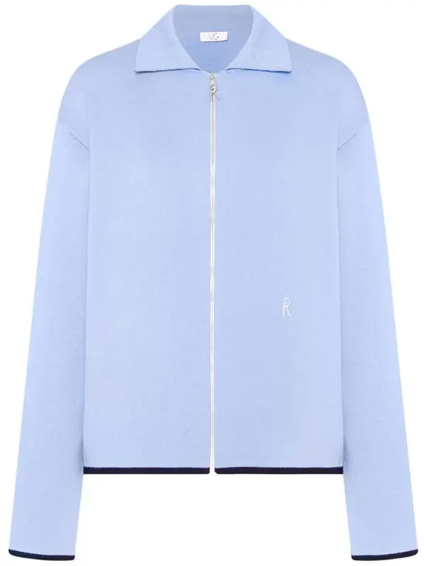 Rosetta Getty X Violet Getty Logo-embroidered Cardigan - Blue