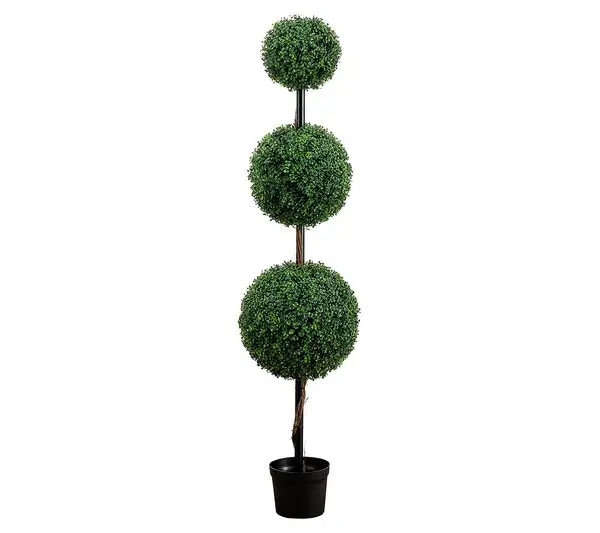 NEARLY NATURAL 6' Triple Ball Boxwood With 1312 Lvs Potted - One-color