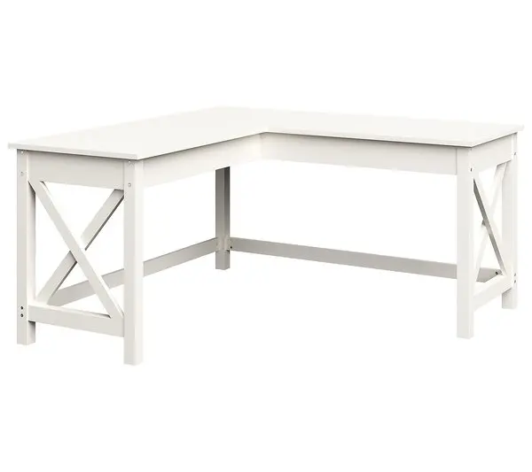 LAVISH HOME Computer Desk L-shaped Desk With X-pattern Legs