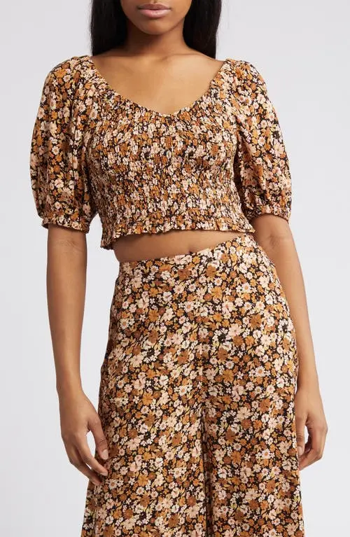 Rip Curl Sea Of Dreams Floral Smocked Crop Top