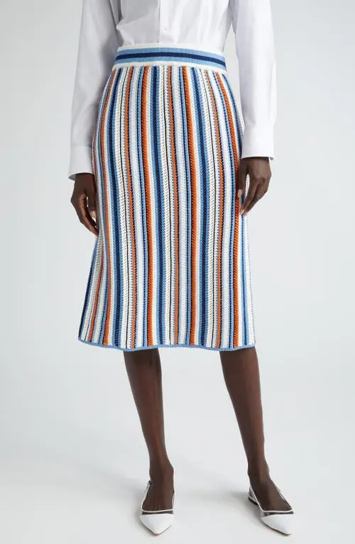Akris Stripe Open Stitch Sweater Skirt