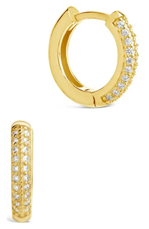 Sterling Forever Pavé Cubic Zirconia Huggie Hoop Earrings - Gold