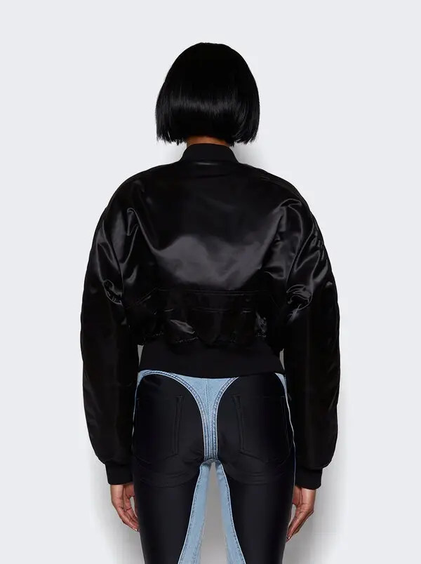 MUGLER Cropped Nylon Bomber Jacket