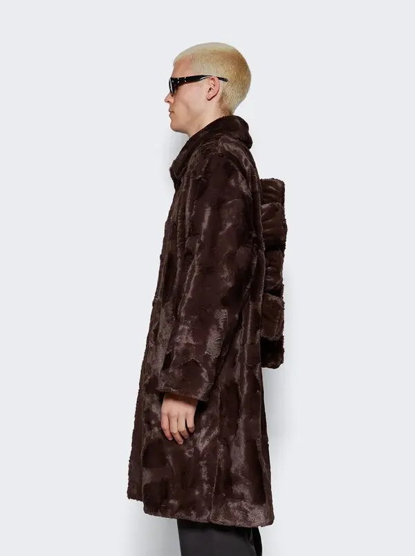 SEVENTH HEAVEN Faux Fur Long Jacket With Applique