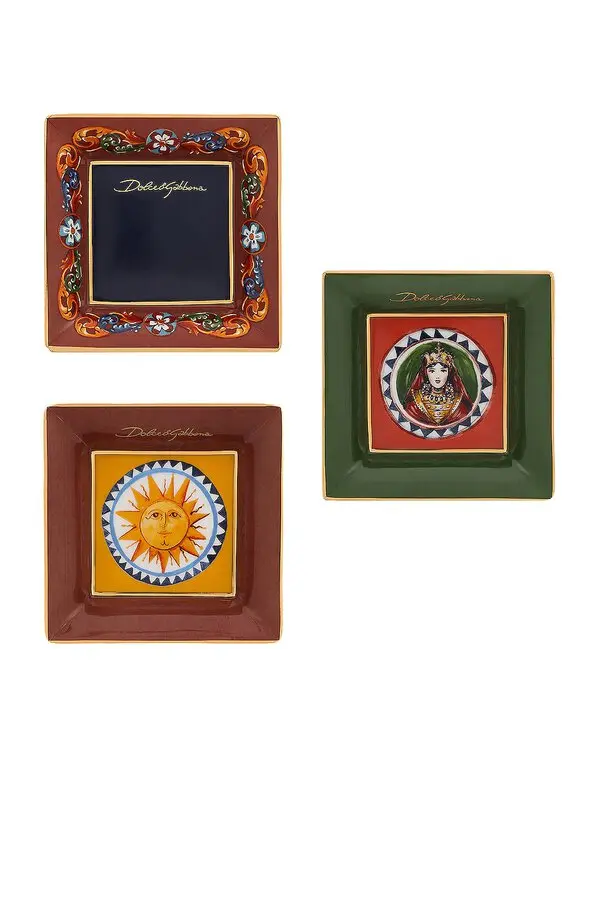 DOLCE & GABBANA CASA Carretto Set Of 3 Square Trinket Dish