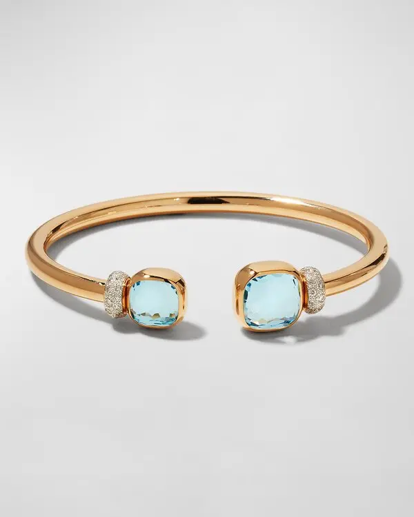 Pomellato Nudo Rose Gold Bangle With Topaz And Diamonds - Sky Blue Topaz