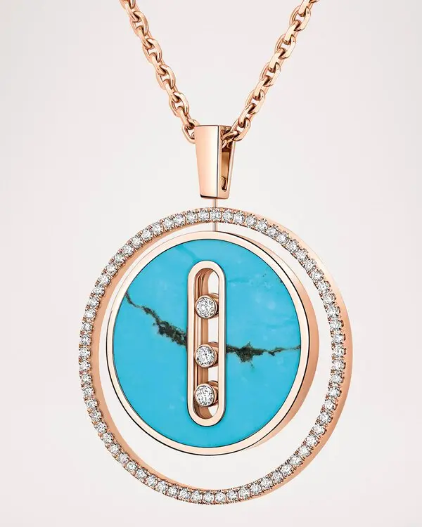 Messika Lucky Move Turquoise Pendant Necklace - Rose Gold