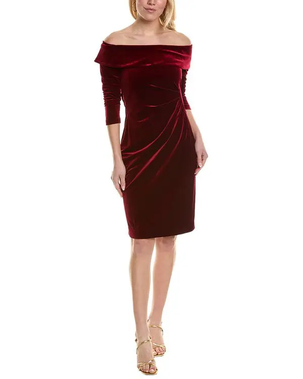 Buy Rickie Freeman For Teri Jon Off-the-shoulder Velvet Sheath Dress ...
