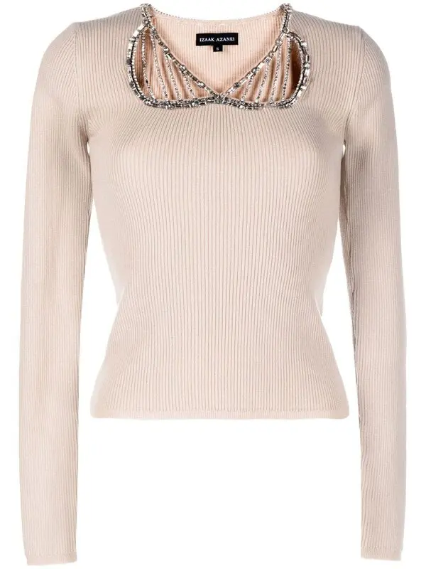 IZAAK AZANEI Cut-out Embellished Top