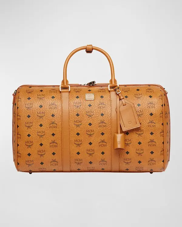 Mcm Medium Visetos Monogram Weekender Bag Cognac Editorialist