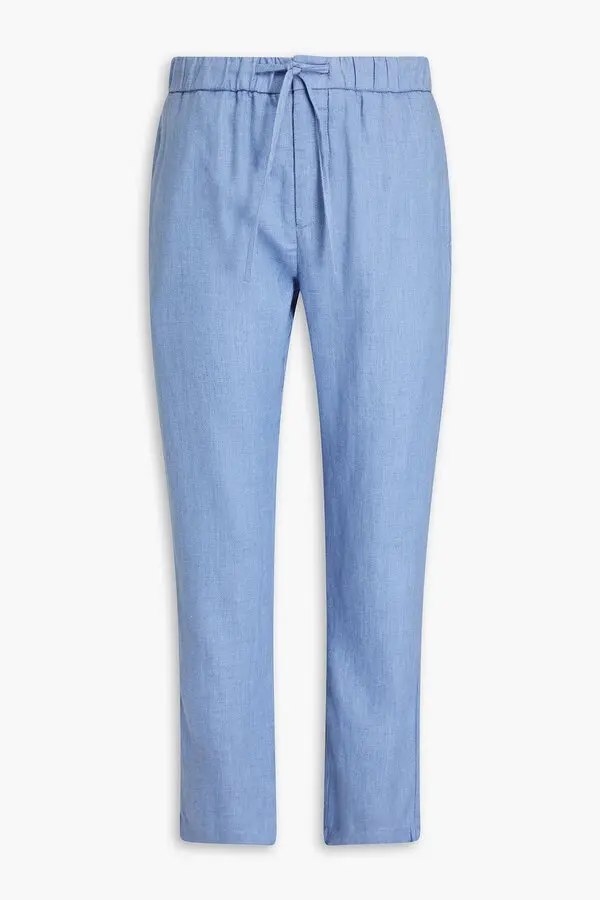 Frescobol Carioca Oscar Linen And Cotton-blend Drawstring Pants - Light Blue