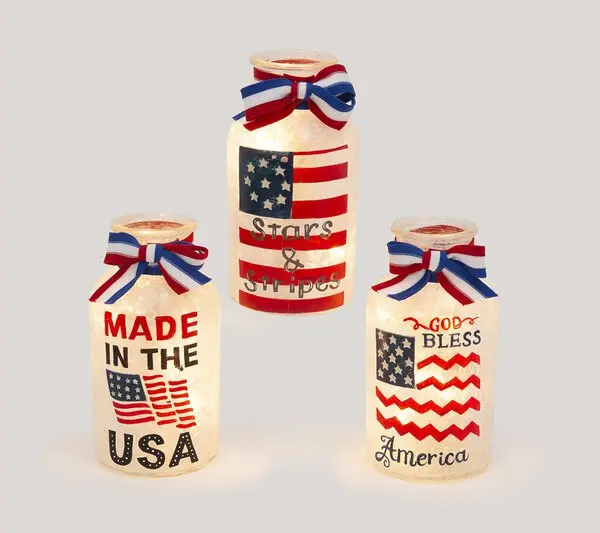 GERSON INTERNATIONAL 7.7 In. Frosted Glass Americana Jar Gerson I Nternational