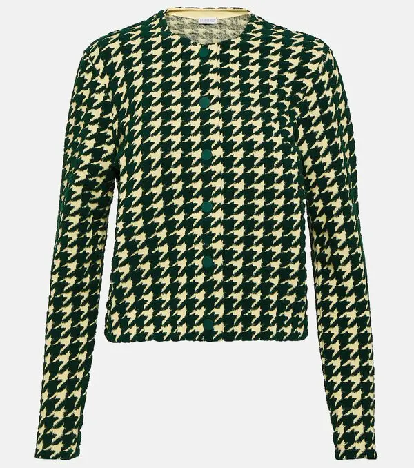 Burberry Houndstooth Cotton-blend Cardigan