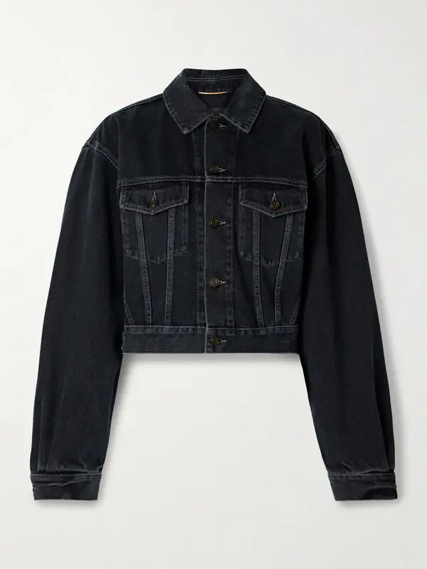 Saint Laurent Cropped Denim Jacket - Blue