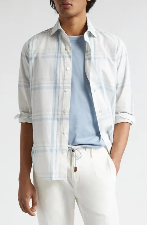 Eleventy Plaid Cotton Button-up Shirt
