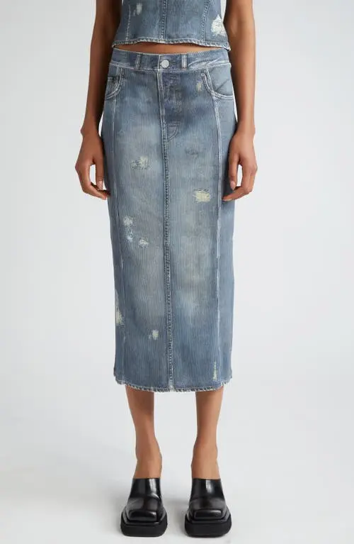 Acne Studios Etty Denim Trompe L'oeil Cotton Midi Skirt