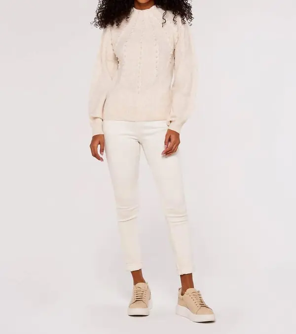 Buy APRICOT Embellished Pearl Sweater - Beige At 28% Off | Editorialist