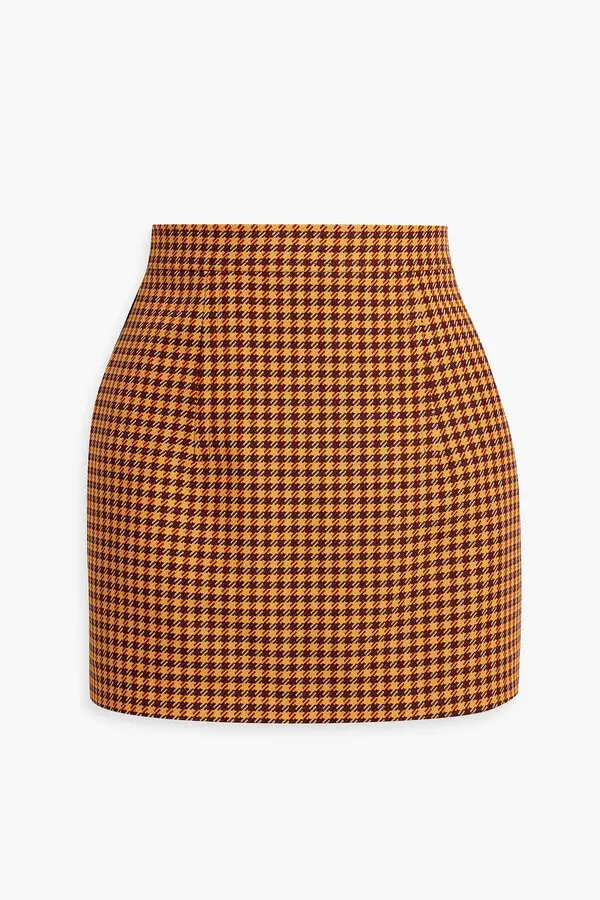 Marni Houndstooth Tweed Mini Skirt - Orange
