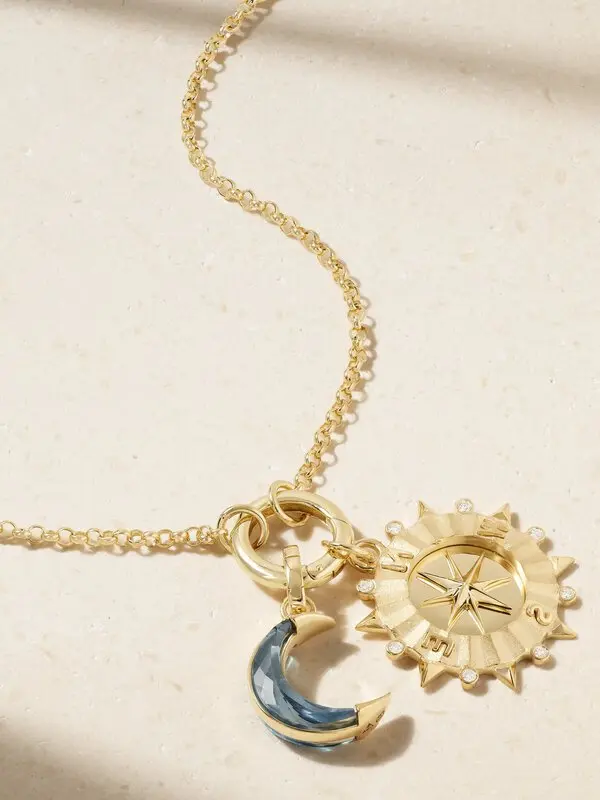 FOUNDRAE Internal Compass 18-karat Topaz, And Diamond Necklace