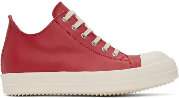 Rick Owens Red Low Sneaks Sneakers - 311 Cardinal Red/mil | Editorialist