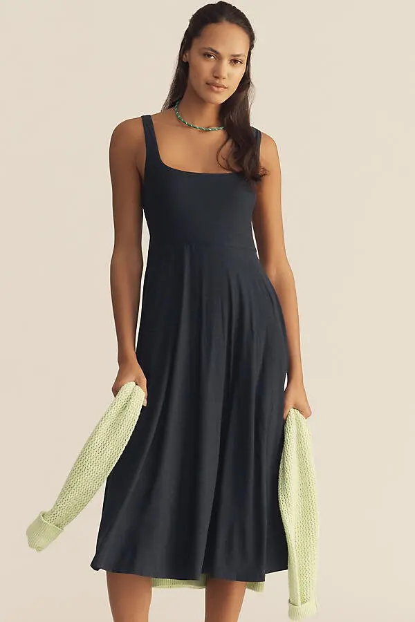 Beyond Yoga Featherweight At The Ready Square-Neck Midi Dress In Blue - 35%  Off | Editorialist