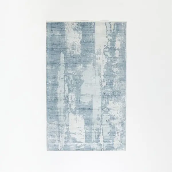 Crate & Barrel Tottori Blue Abstract Area Rug - Blue/off White ...