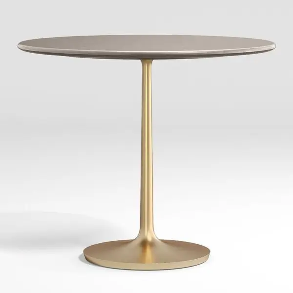 Crate & Barrel Nero Concrete Dining Table With Brass Base Gold/grey