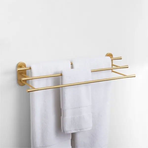 Crate & Barrel Tapered Brushed Brass Wallmounted Bathroom Towel Rack