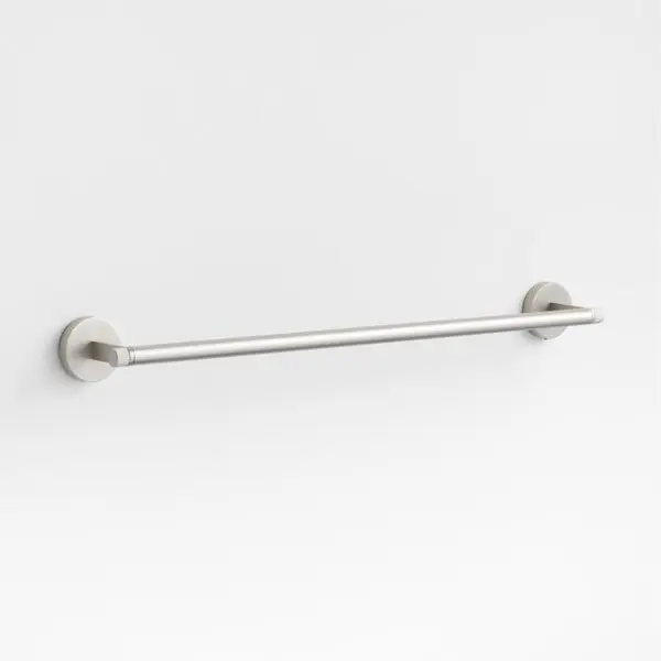 Crate & Barrel Modern Fluted Brushed Nickel Bath Towel Bar - Silver ...