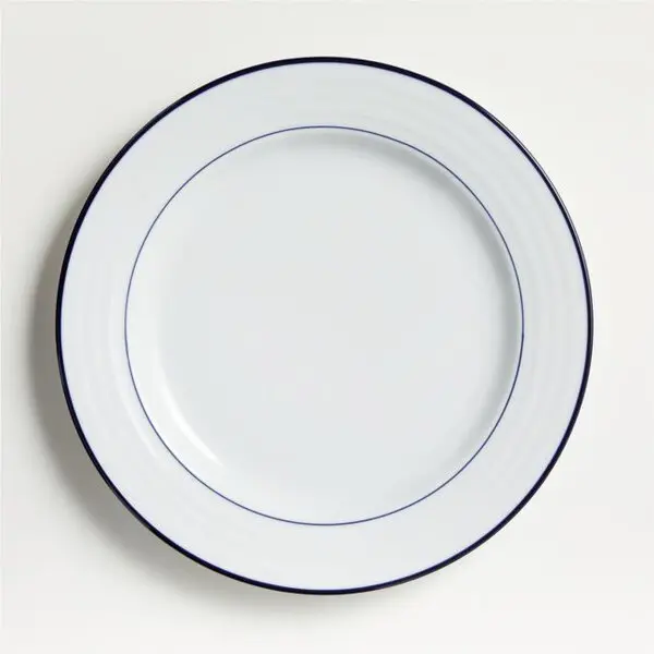 Crate & Barrel Roulette Blue Band Dinner Plate Blue/white Editorialist