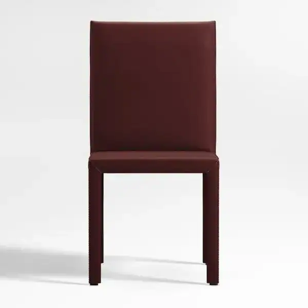Crate Barrel Folio Merlot Top-Grain Leather Dining Chair