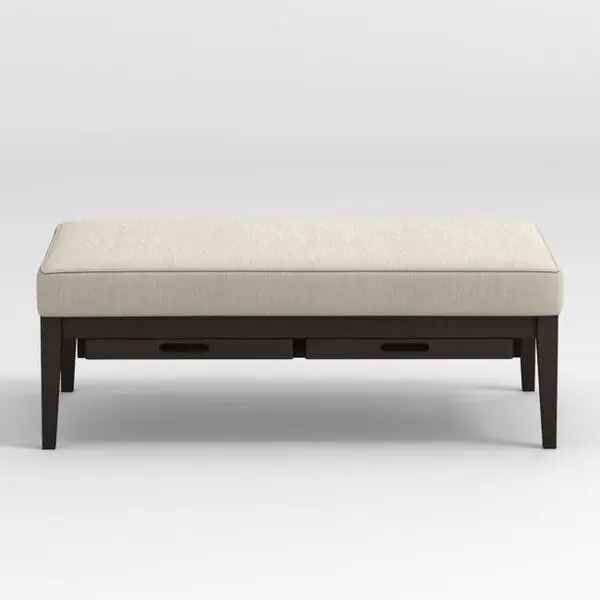 Crate & Barrel Nash Rectangular Ottoman With Tray Brown/customizable