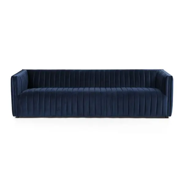 Crate & Barrel Cosima Channel Tufted Sofa - Blue/Customizable | Editorialist