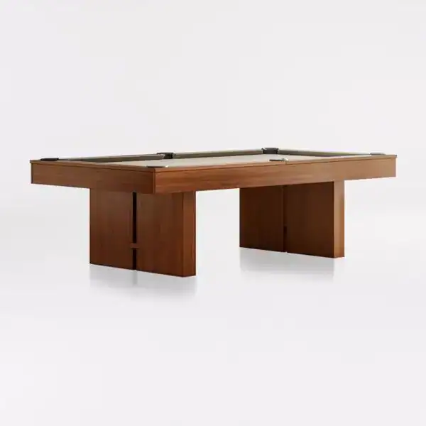 Crate & Barrel Walnut Pool Table With Wall Rack, Accessories And Table ...