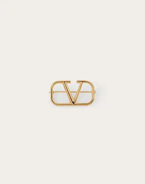 Valentino Garavani Vlogo Signature Brooch - Gold | Editorialist