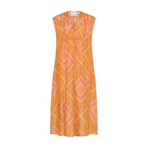 Momoni Scilla Silk Habotai Dress - Orange_fuchsia | Editorialist