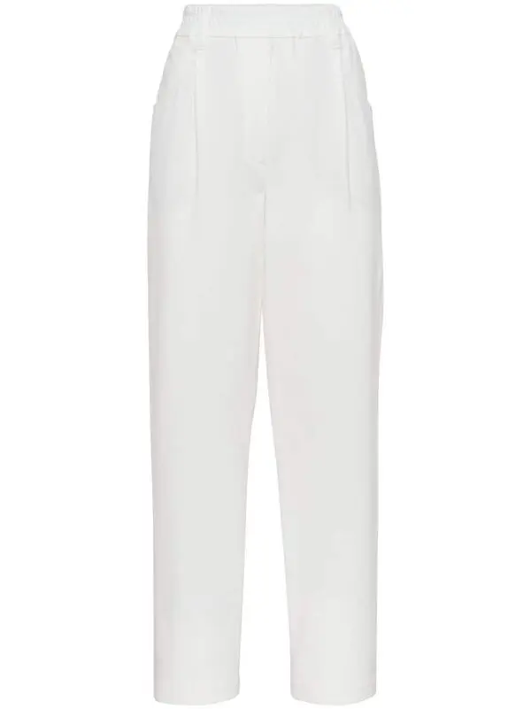Brunello Cucinelli Tapered Cropped Trousers - White