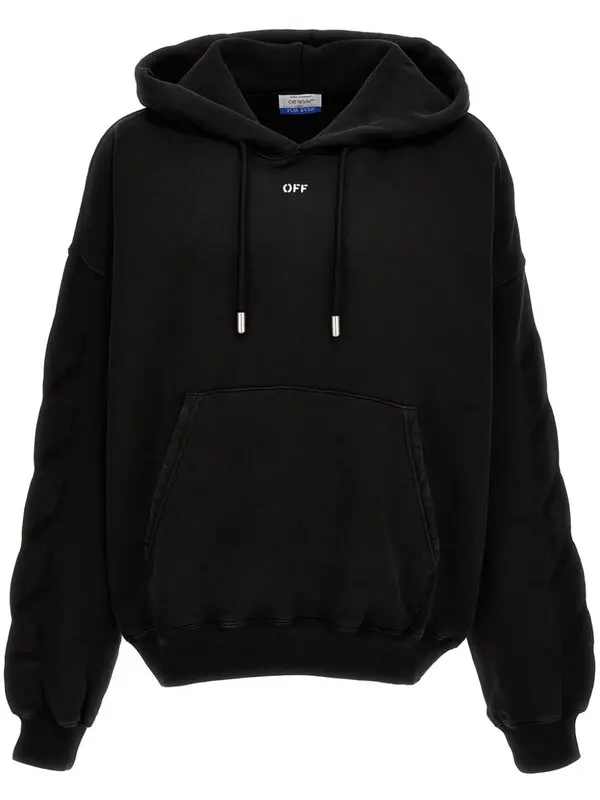 Off-White Cotton Hoodie - Black