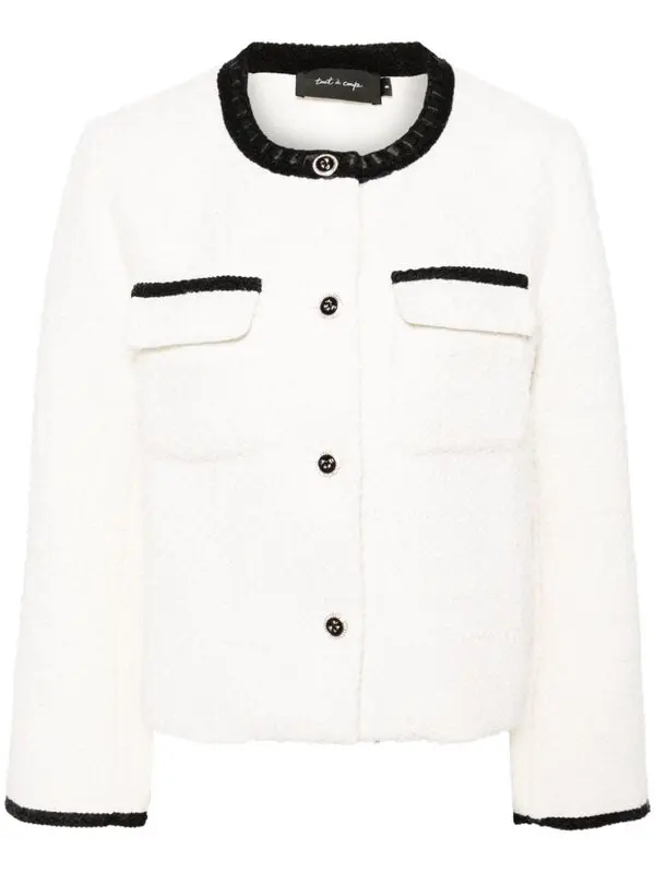 TOUT A COUP Contrast-trim Tweed Jacket - Neutrals