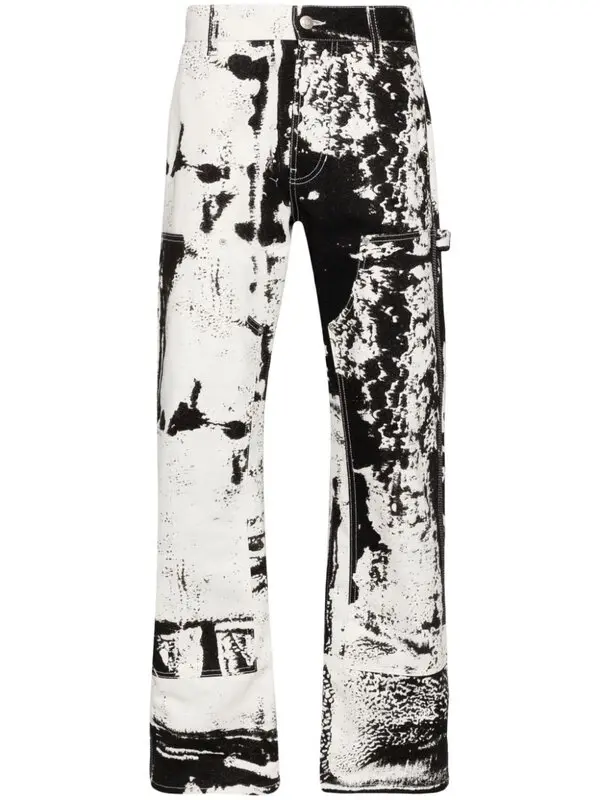 Alexander McQueen Fold-print Cropped Jeans