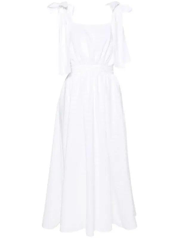 MSGM Bow-detailed Midi Dress - White