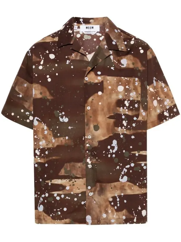 MSGM Paint-splatter Cotton Shirt
