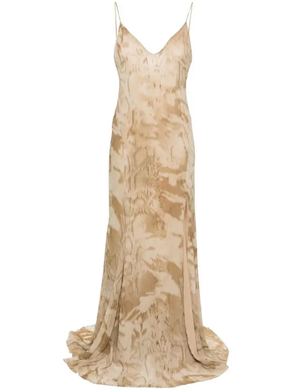 Blumarine Tie-dye Crepe Maxi Dress