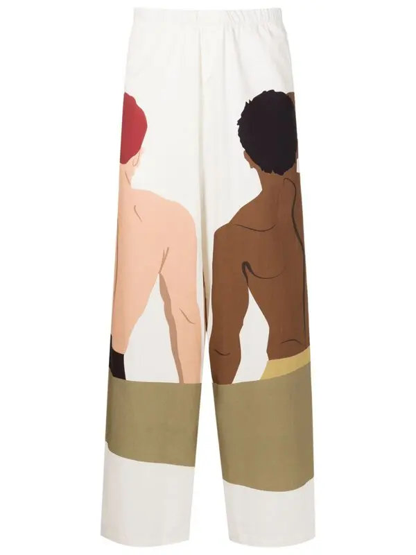 AMIR SLAMA Graphic-print Wide-leg Trousers