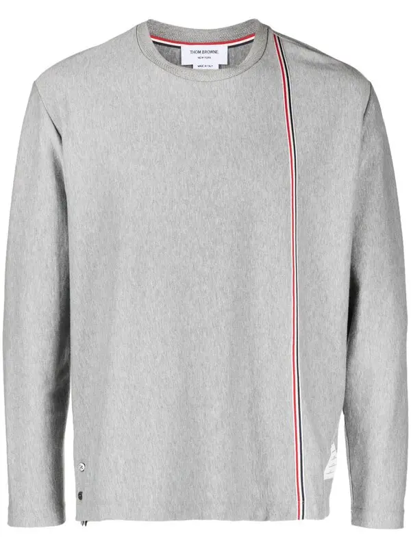 Thom Browne Rwb Stripe Cotton T-shirt - Grey